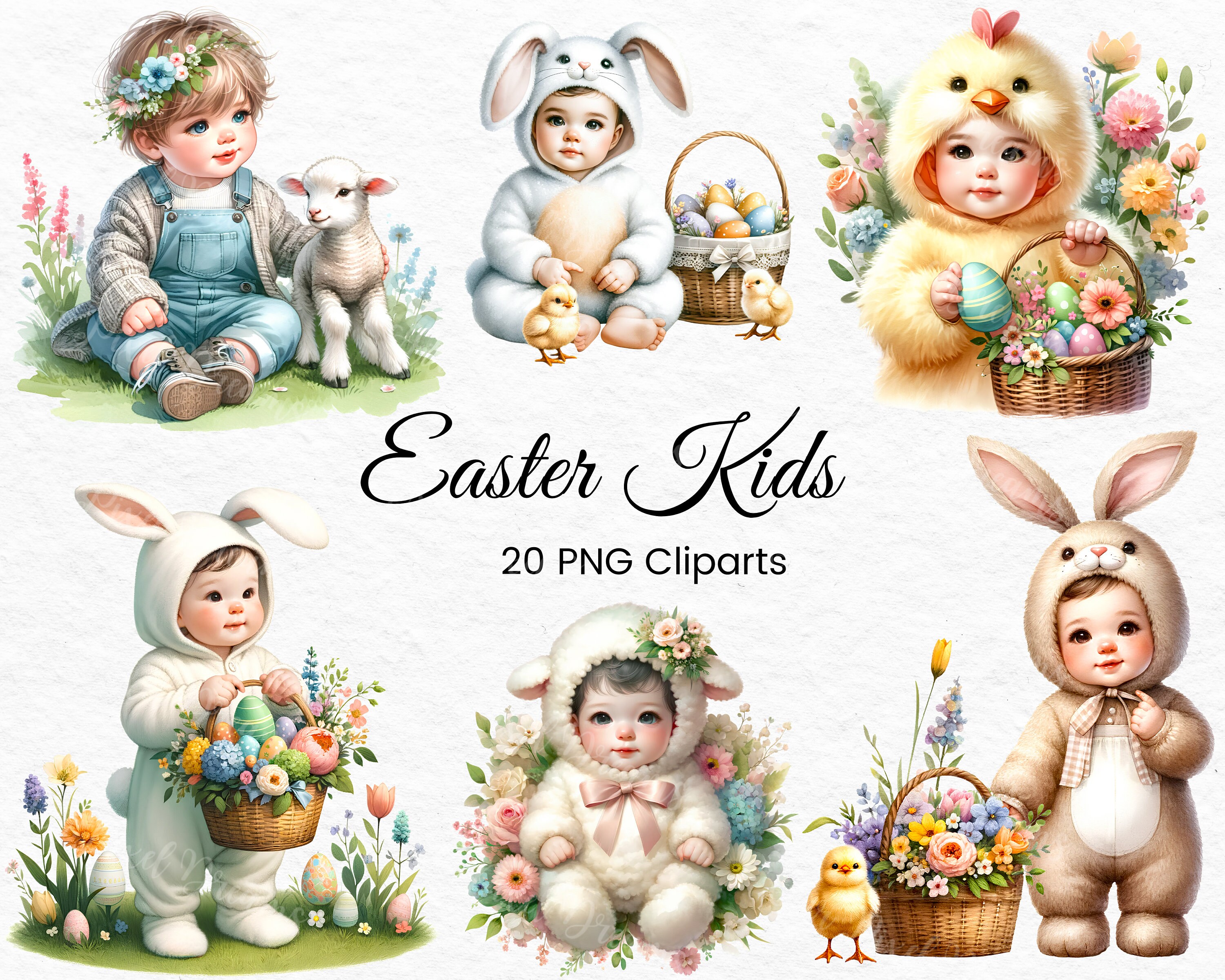 Easter Kids Cliparts, 20 Png, Toddler Easter Clipart, Cute Baby Easter ...
