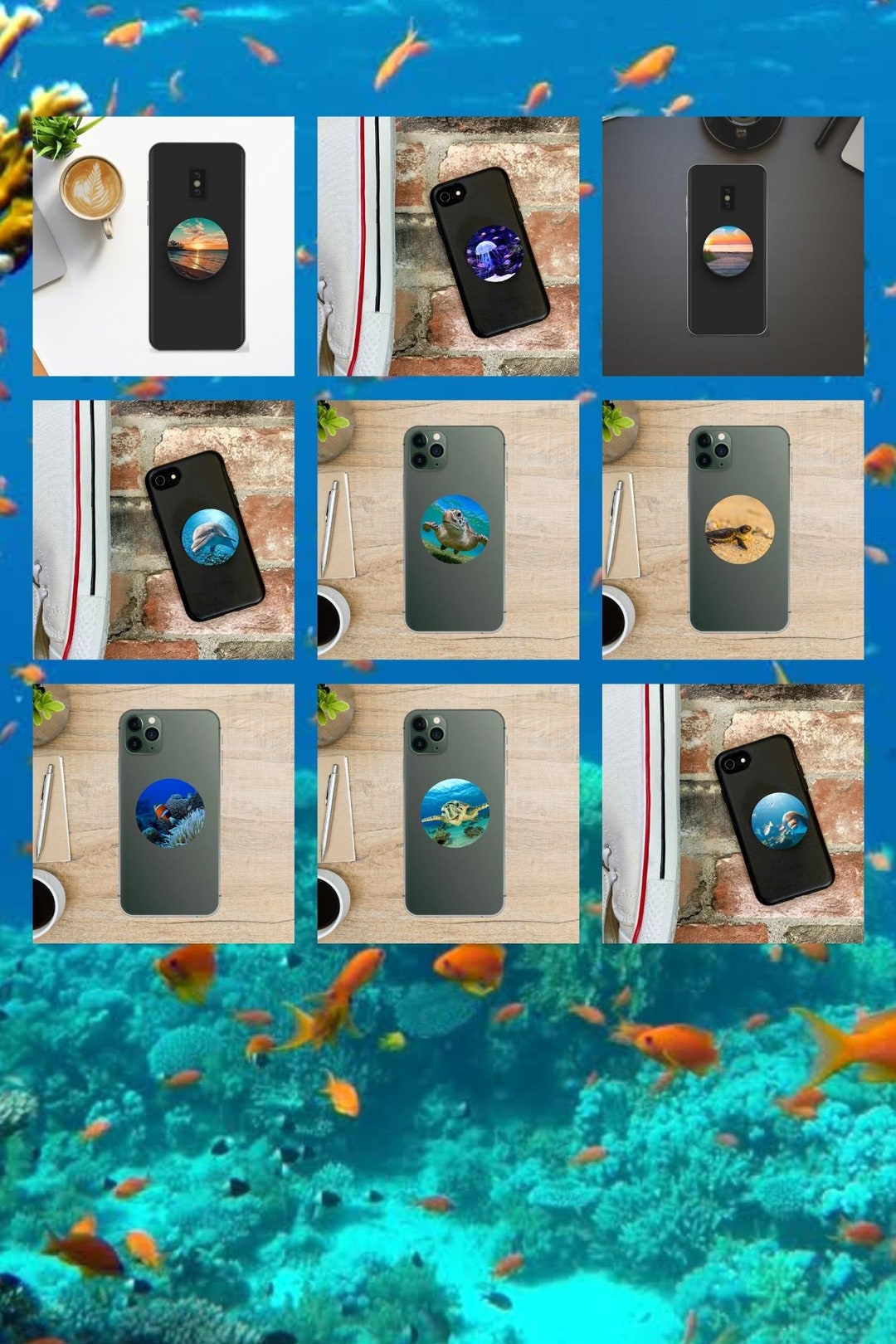 Underwater, Beach, Ocean, Ocean Animal Popsocket-pop Socket-phone Grip ...