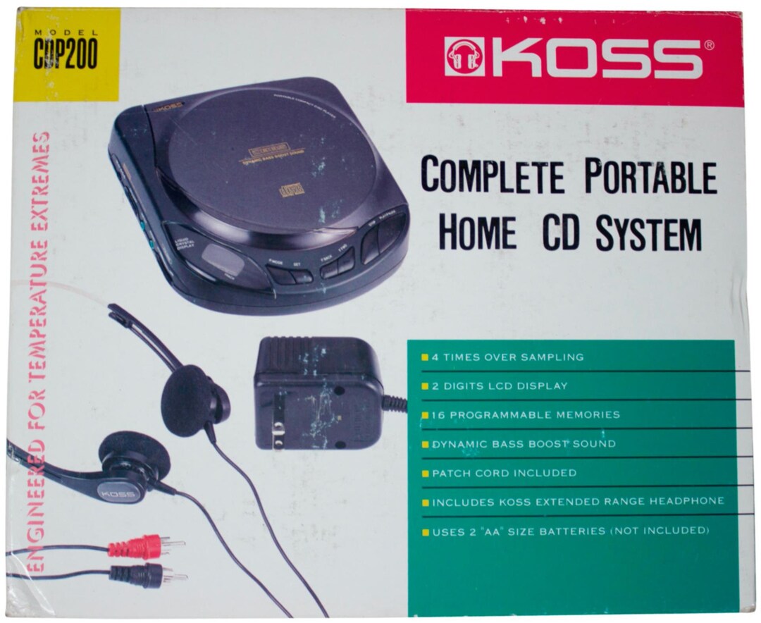 VTG 90s KOSS CDP200 Portable CD Player Bass Boost Lcd 1995 Complete in ...