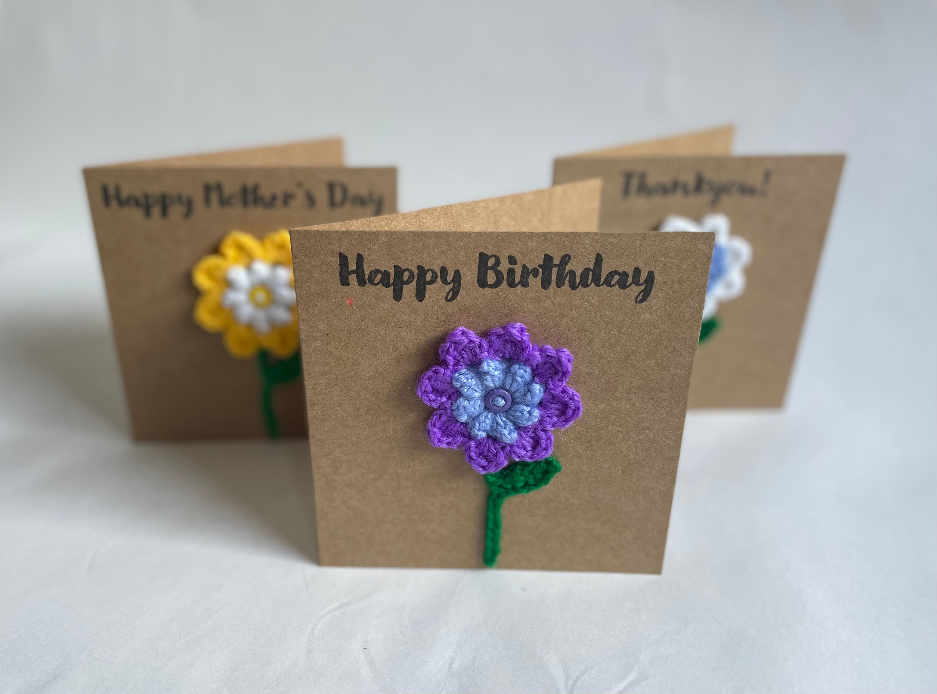 Greetings Cards With Crochet Flower - Etsy