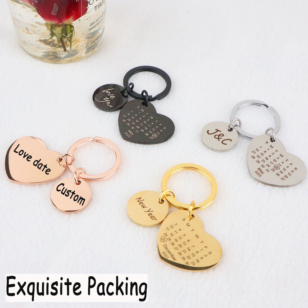 Personalised Calendar Keychain, Love Date Keychains, Personalised Keychain, Special Date ...