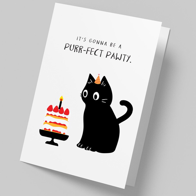 Cat Birthday Card | Black Cat Card | Black Cat Birthday Cards | Cards for Cat Lovers | Cards for ...