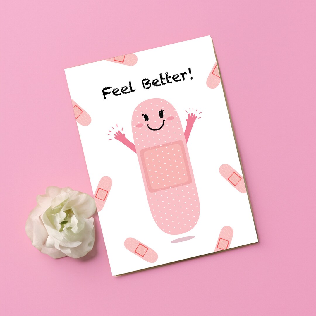 Feel Better Band-aid Cards Get Well Soon Card Recovery Greeting Card ...