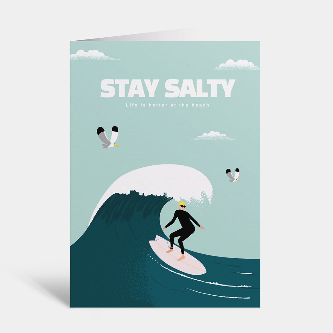 Surfer Boy Card, Happy Birthday, Greetings Card, Surfing, Surfboard ...