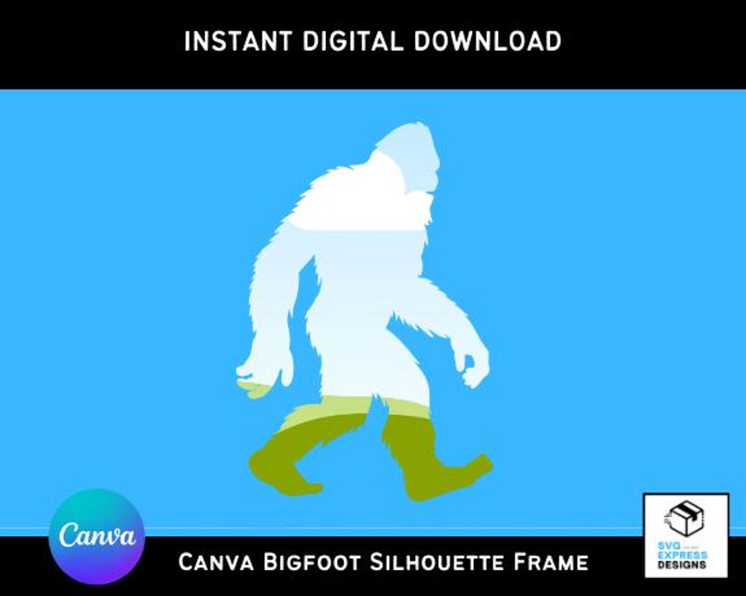 Canva Bigfoot Sasquatch Silhouette Frame Templates, Editable Outline ...