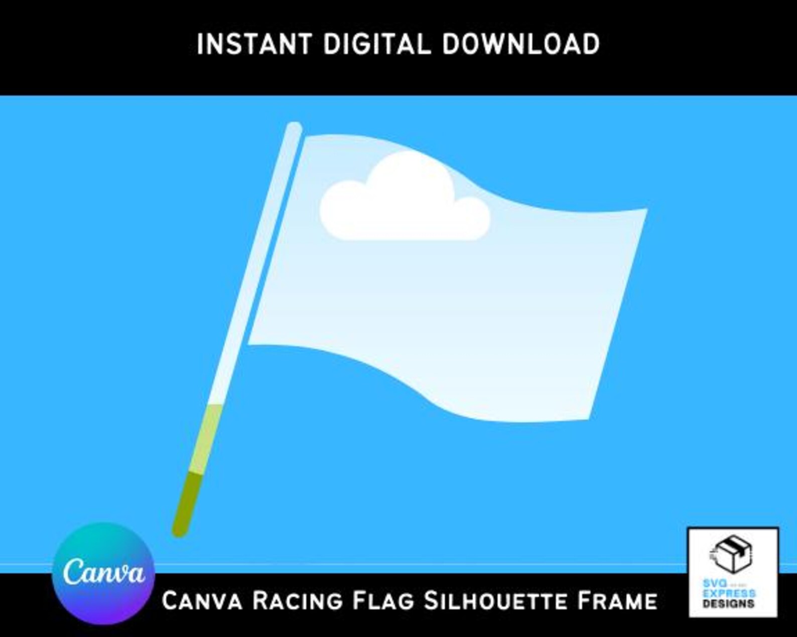 Canva Racing Flag Silhouette Frame Templates, Editable Outline Design ...