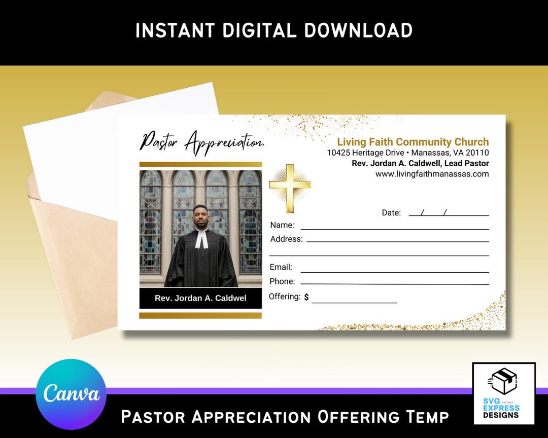 Black and Gold Pastor Appreciation Offering Envelopes Template | Canva ...