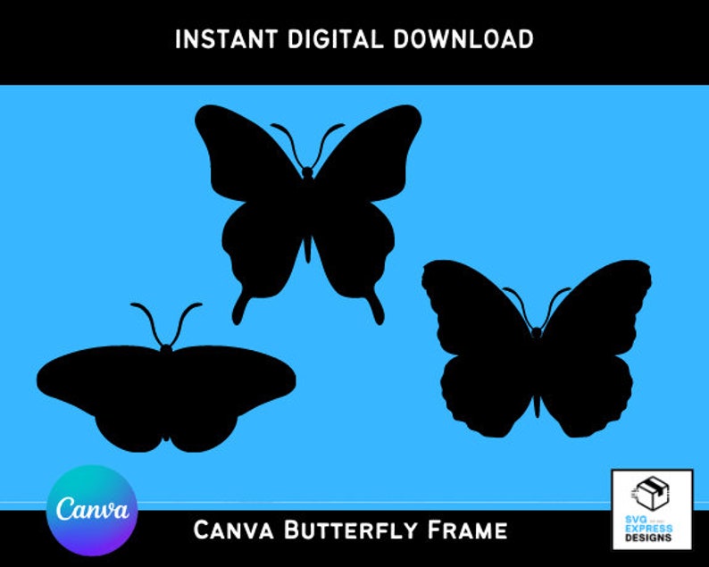Butterfly Frame Template for Canva – Photo Mockups (instant Download ...