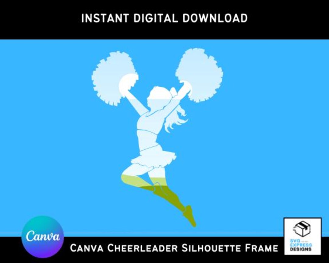 Canva Cheerleader Silhouette Frame Templates, Editable Outline Design ...