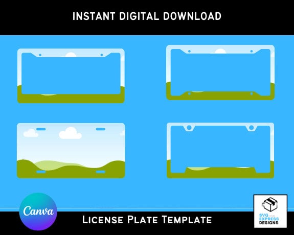 Canva License Plate Frames, Editable Template Bundle, Customizable ...