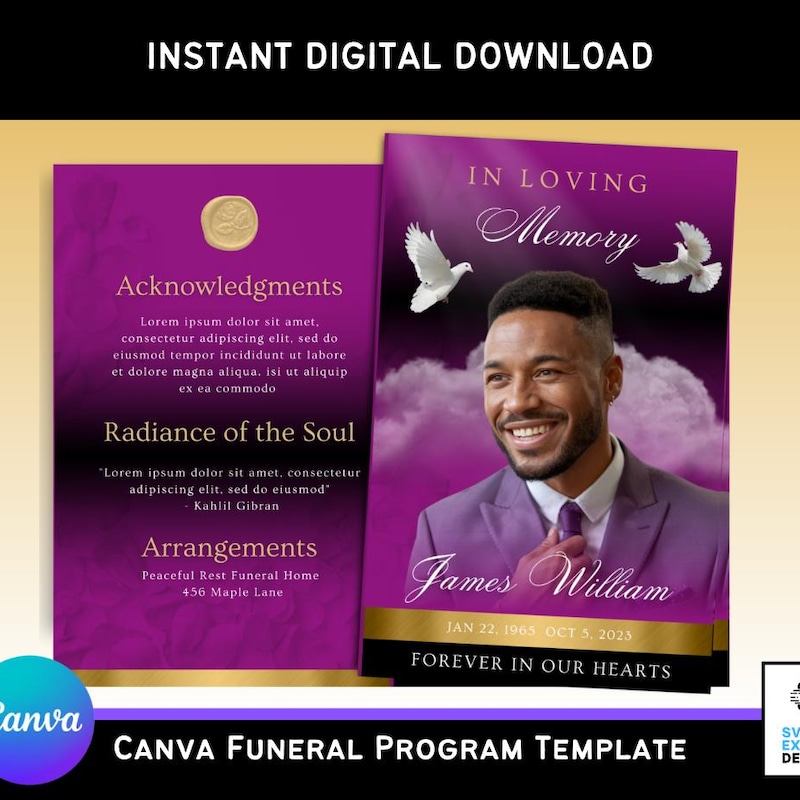 Funeral Card With Violets - Etsy