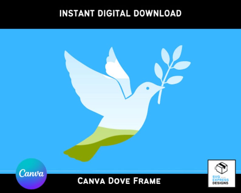 Canva Frame Dove Sign, Canva Template, Create Your Own PNG Files ...
