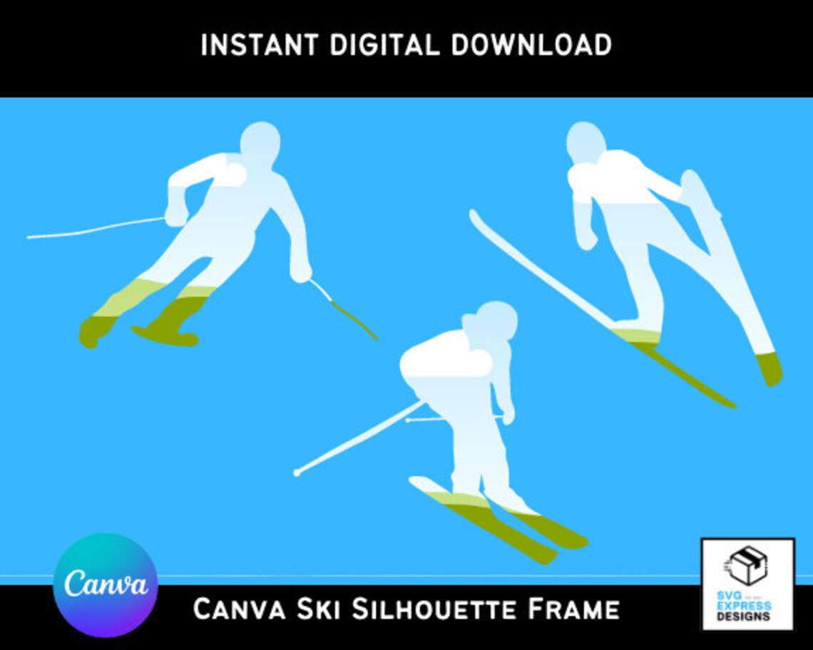 Canva Ski Silhouette Frame Template - Editable Designs, Canva Mockups ...