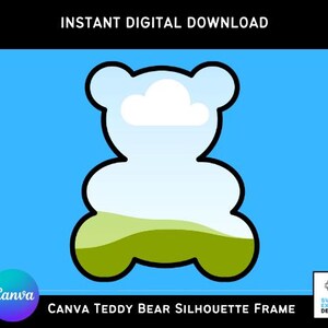 Canva Teddy Bear Silhouette Frame Templates, Editable Outline Design ...