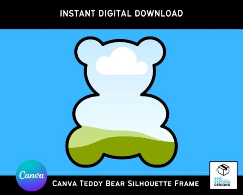 Canva Teddy Bear Silhouette Frame Templates, Editable Outline Design ...