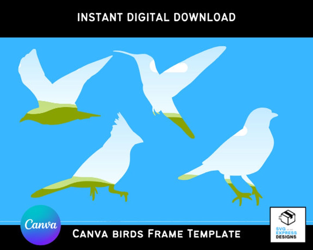 Birds Frame Templates for Canva - Editable Designs, Canva Mockups ...