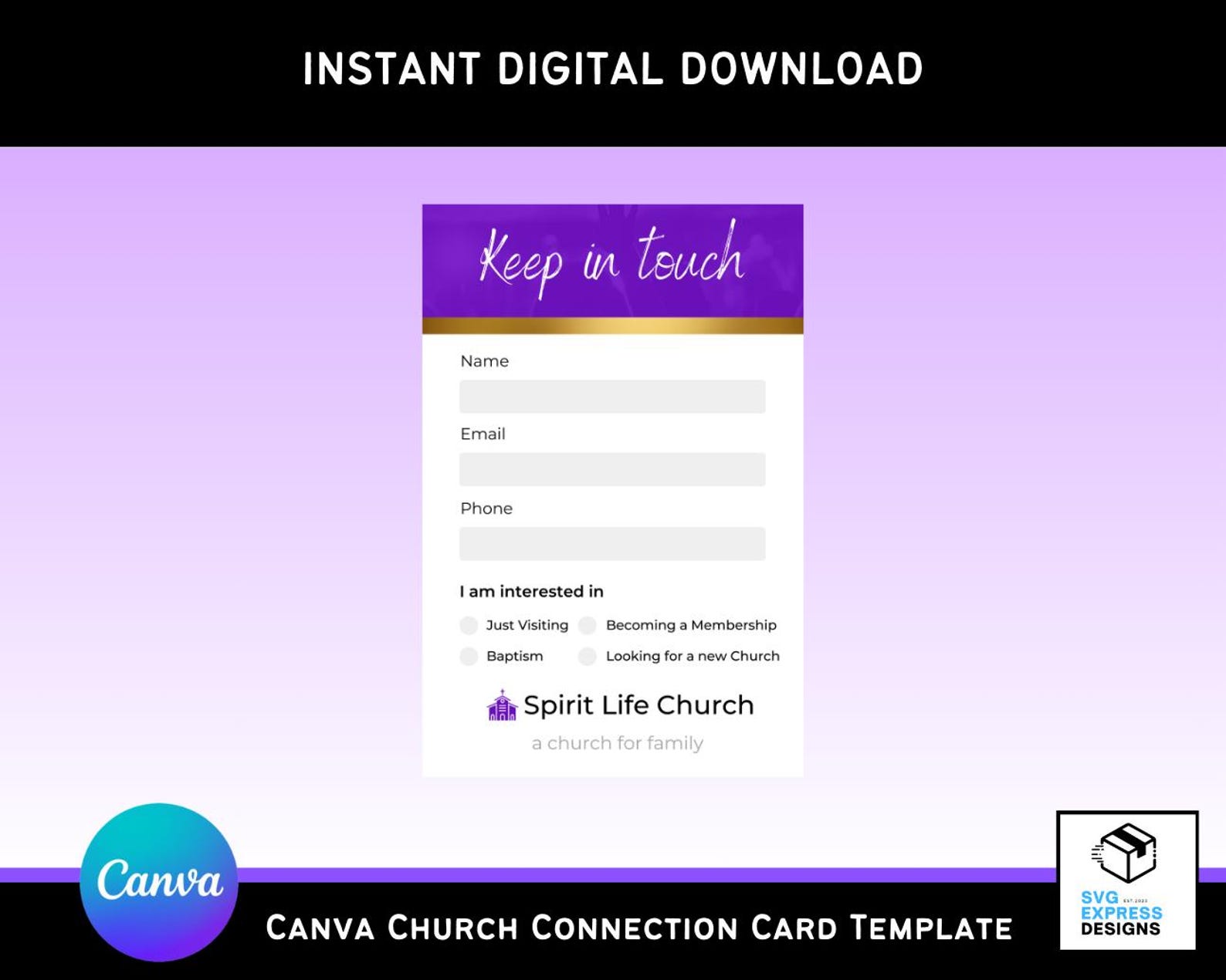 Purple and Gold Church Connection Card Template | Welcome to Church ...