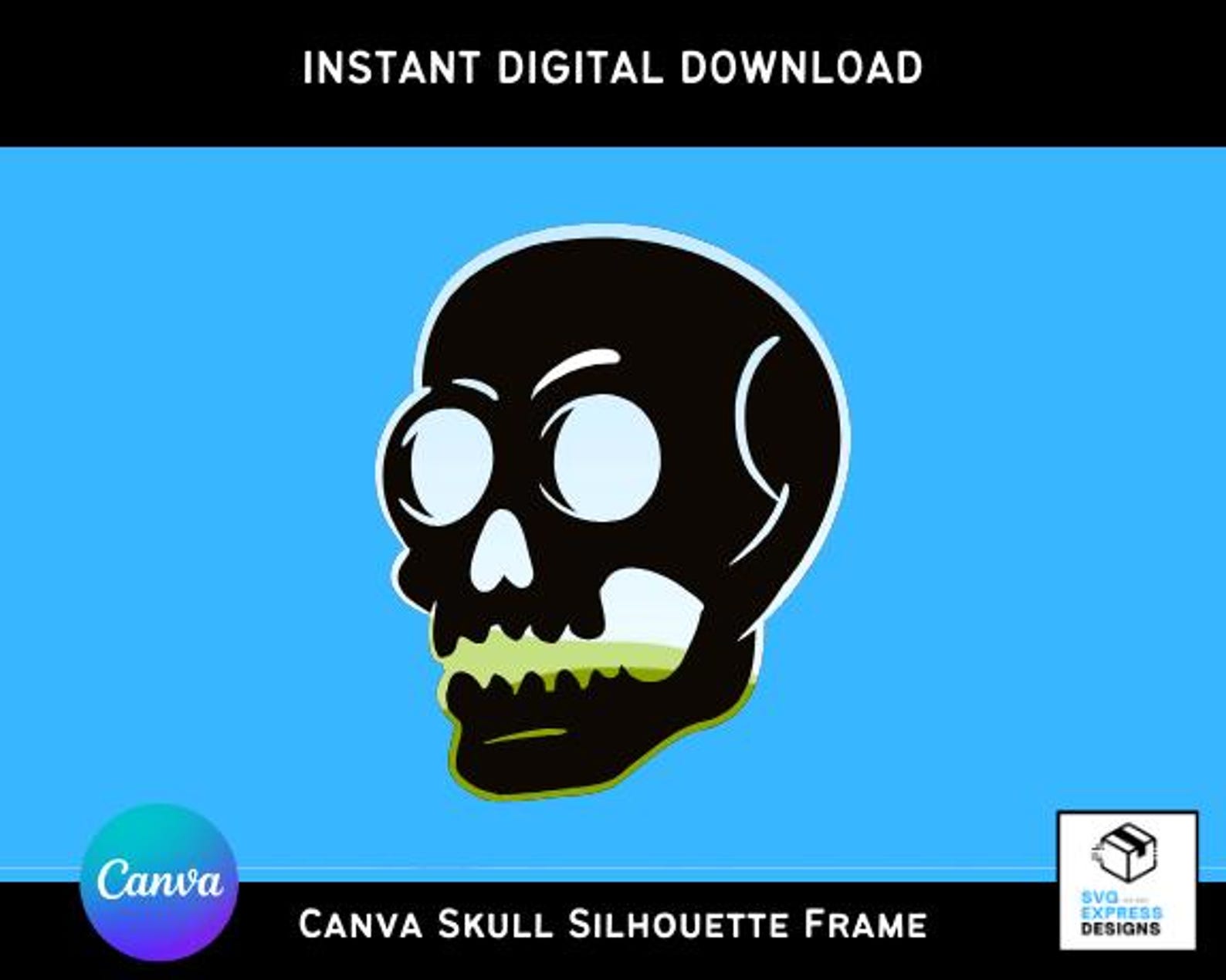 Canva Skull Frame Template, Editable Drag and Drop Skull Design, Spooky ...