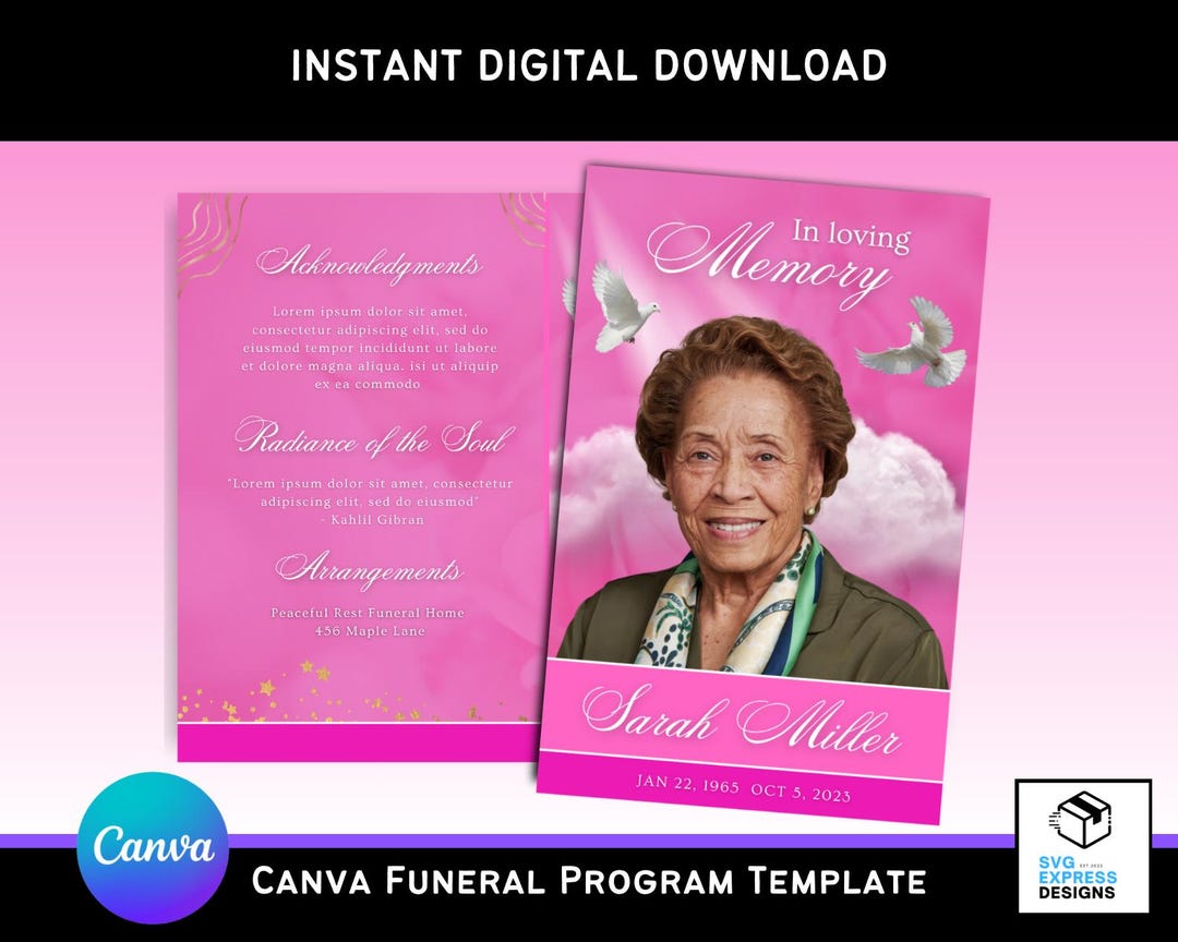 Pick Cloud Funeral Program Template | Canva Editable Template | 11x8.5 ...