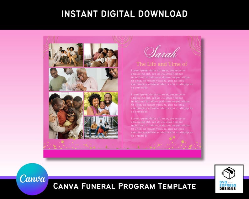 Pick Cloud Funeral Program Template | Canva Editable Template | 11x8.5 ...