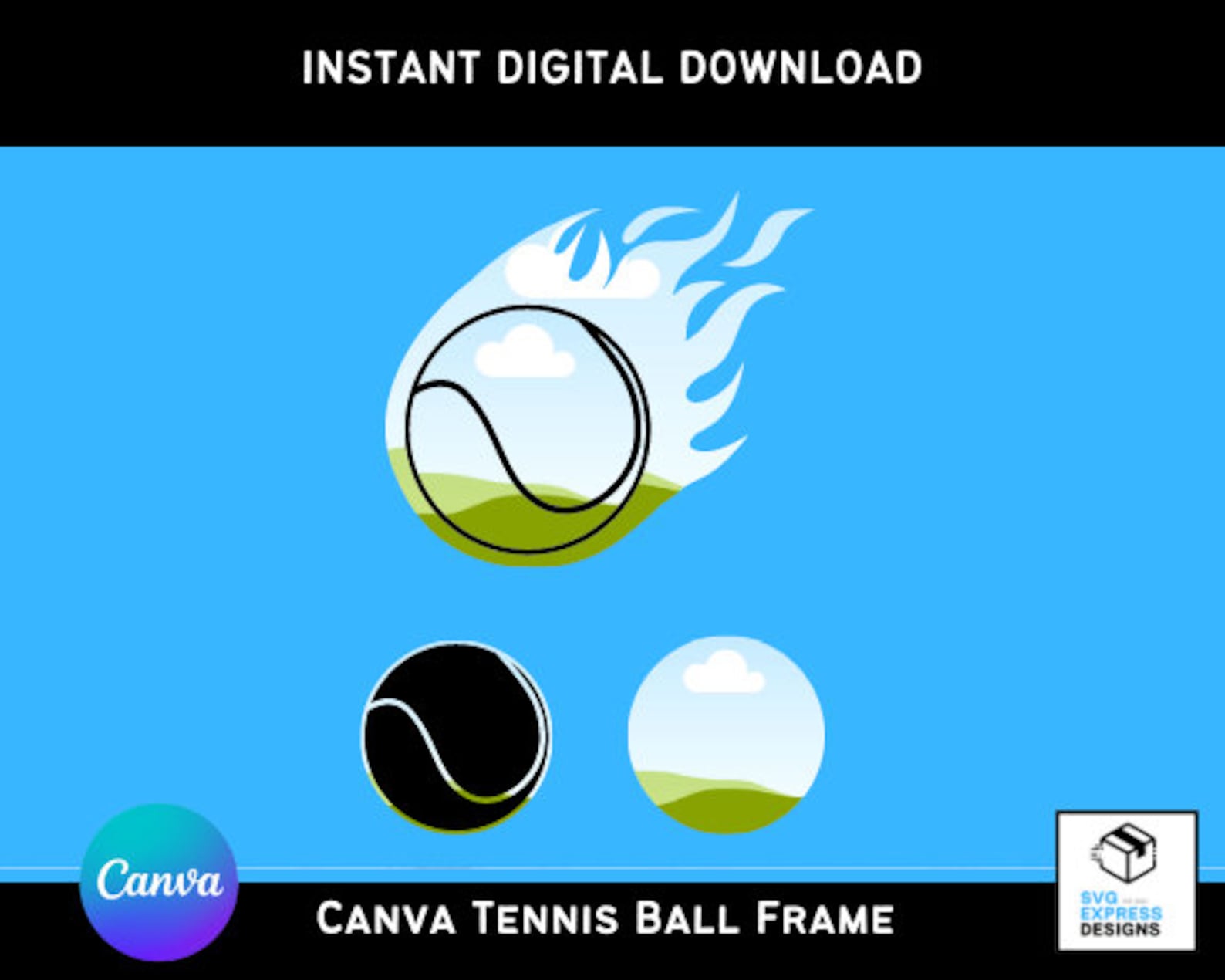 Canva Tennis Ball Frame Template, Drag & Drop PNG Maker (digital ...