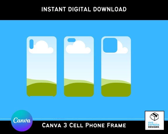 Canva Cell Phone Frame Template - Editable Mockup, Custom Phone ...