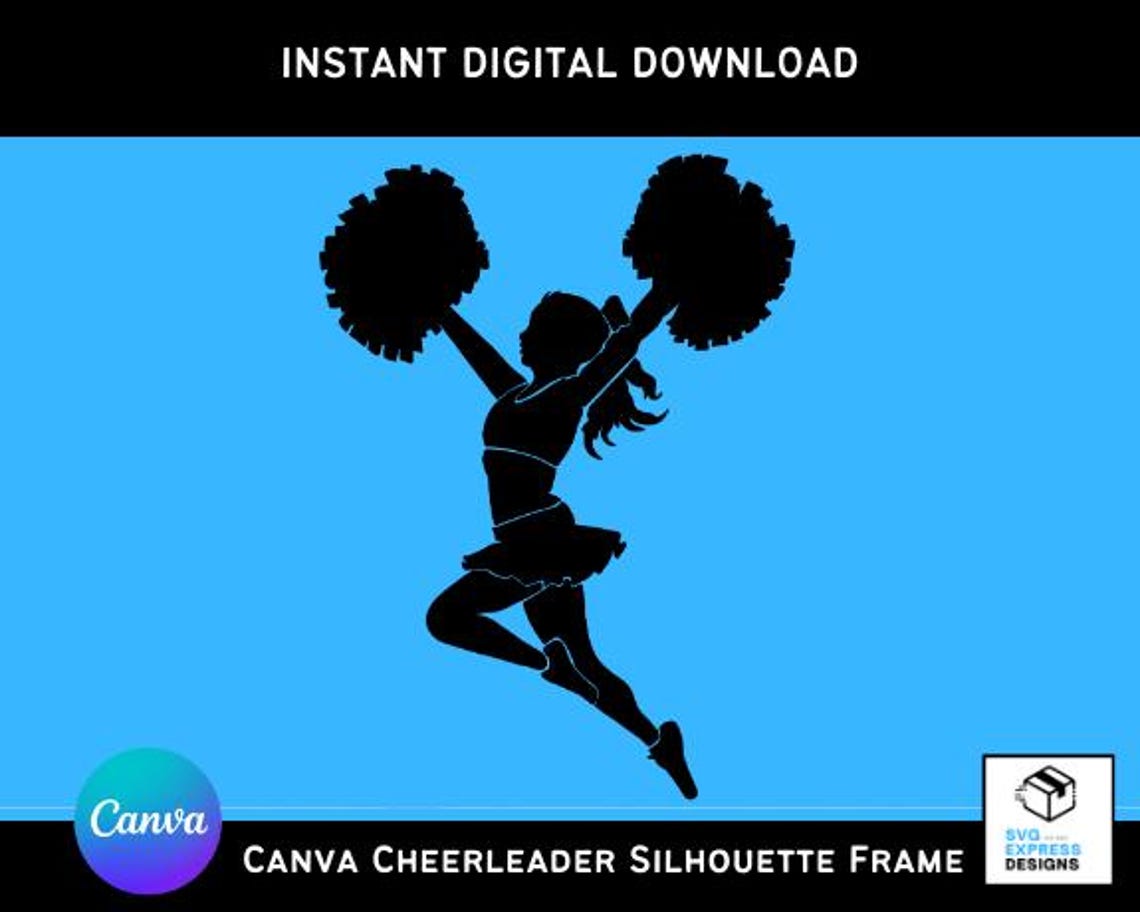 Canva Cheerleader Silhouette Frame Templates, Editable Outline Design ...