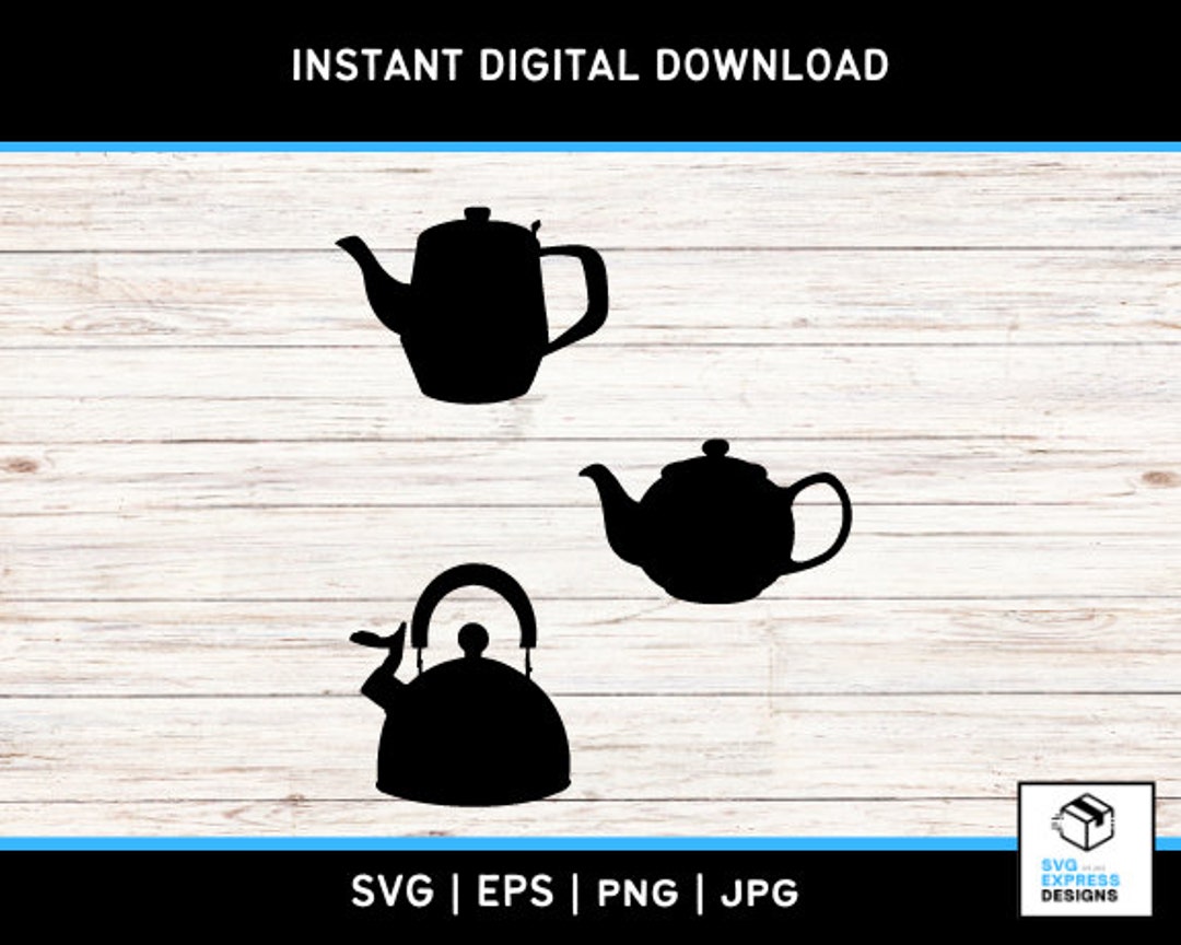 Teapot Silhouette SVG: Elegant and Detailed Tea Pot Outline for Home ...