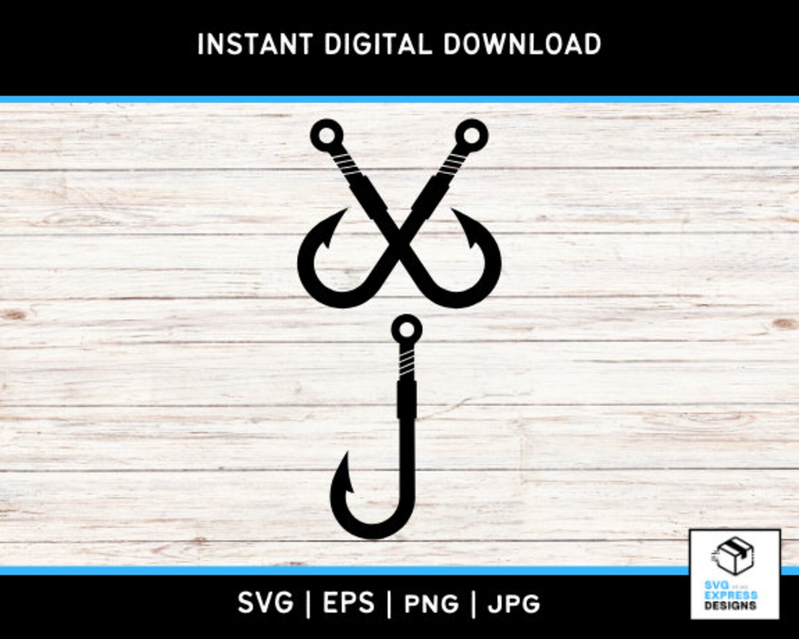 Crossed Fish Hooks SVG, Fishing Hook Silhouette Bundle, Angler Clipart ...