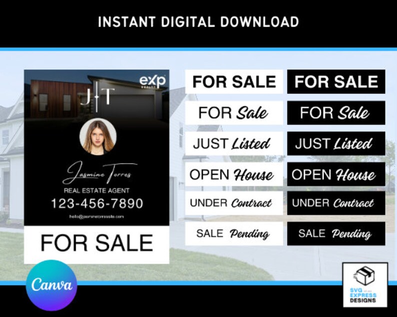 JT Real Estate Yard Sign Template | Realtor Open House | for Sale ...