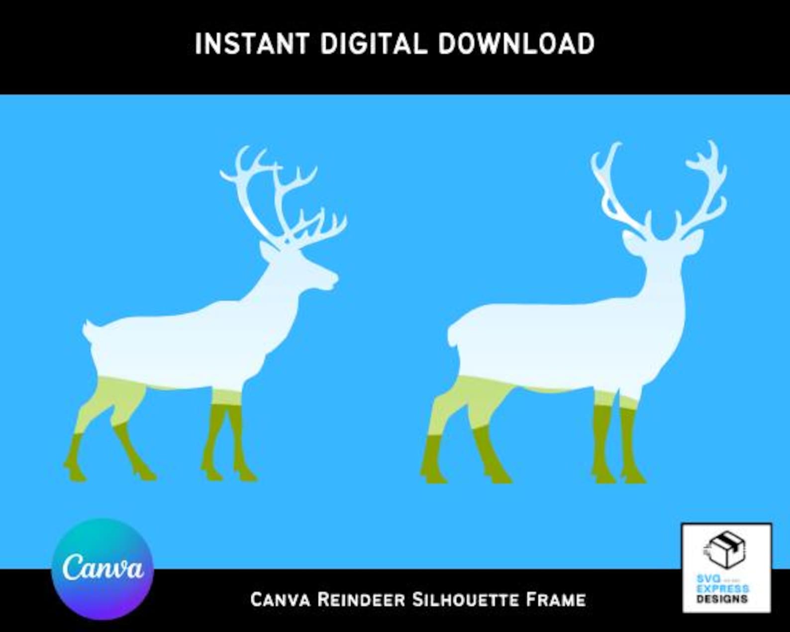 Canva Reindeer Silhouette Frame Templates - Editable Deer Silhouette ...