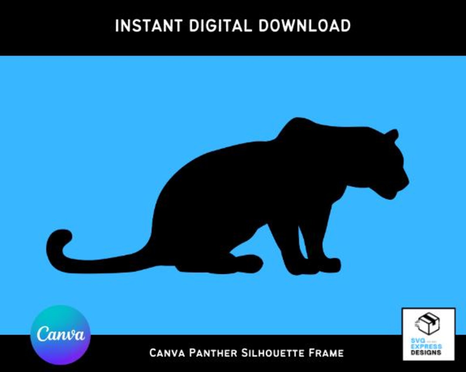 Canva Panther Silhouette Frame Templates - Editable Cougar Silhouette ...
