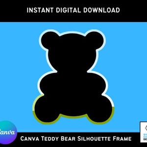 Canva Teddy Bear Silhouette Frame Templates, Editable Outline Design ...