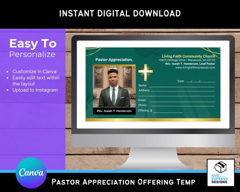 Green and Gold Pastor Appreciation Offering Envelopes Template | Canva ...