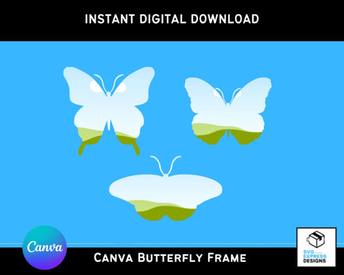 Butterfly Frame Template for Canva - Editable Designs, Canva Mockups ...