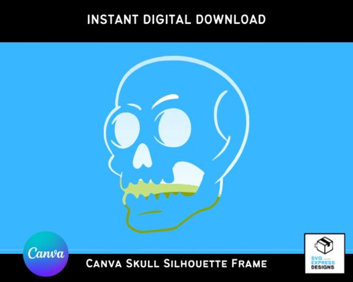 Canva Skull Frame Template, Editable Drag and Drop Skull Design, Spooky ...