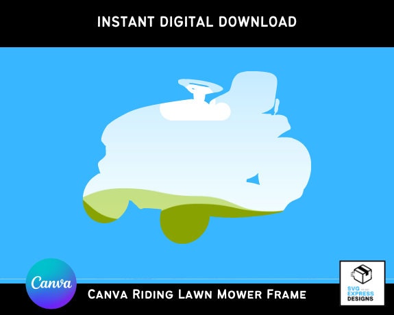 Canva Riding Lawn Mower Silhouette Frame Template (instant Download) - Etsy