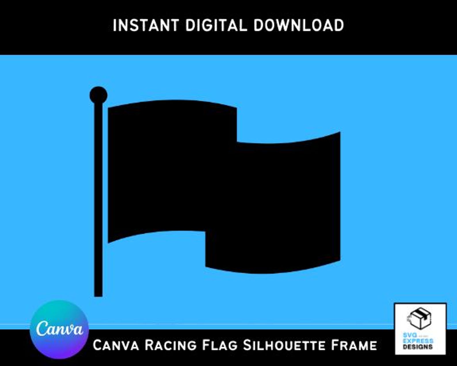 Canva Racing Flag Silhouette Frame Templates, Editable Outline Design ...
