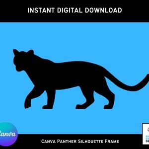 Canva Panther Silhouette Frame Templates - Editable Cougar Silhouette ...