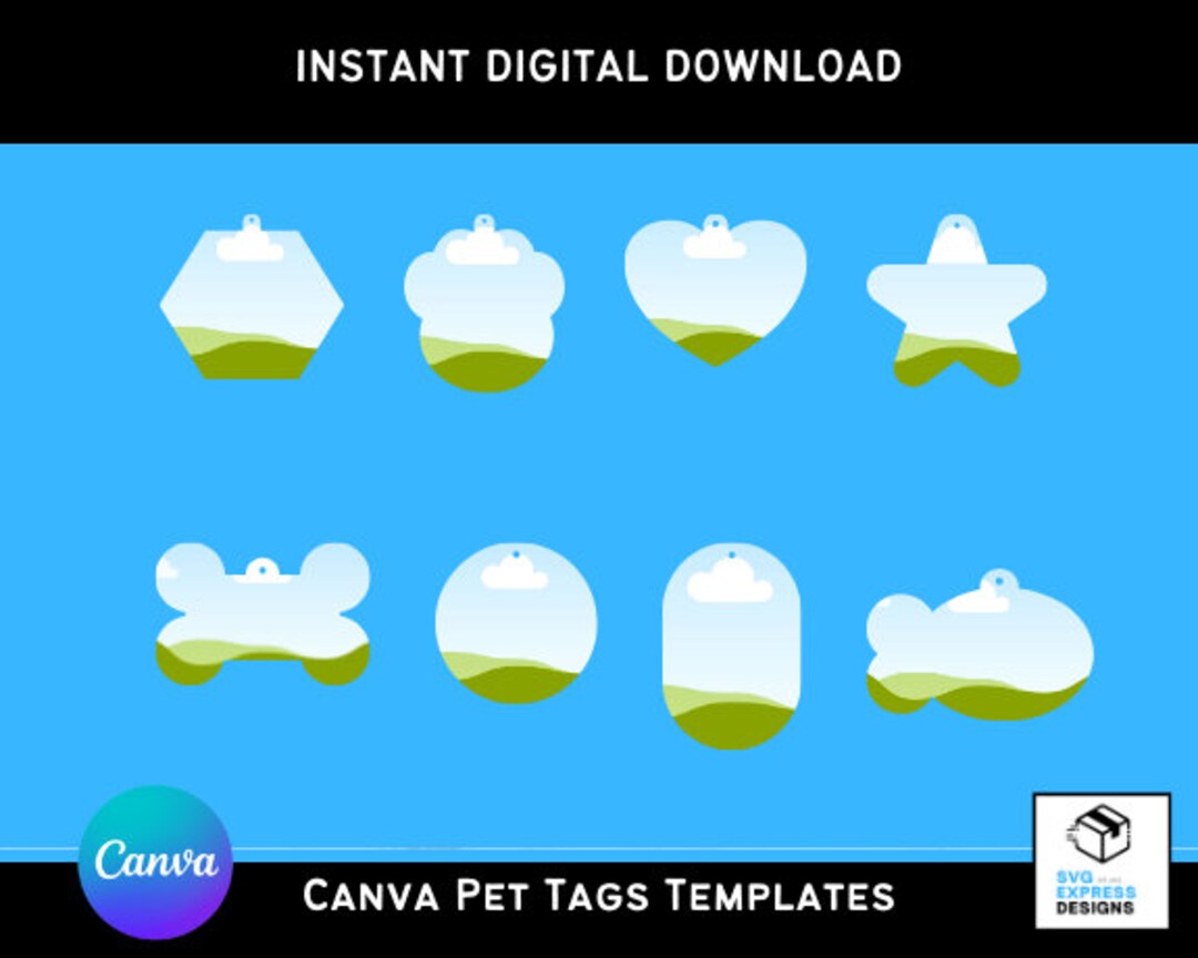 Pet Tags Canva Frame, Dog and Cat Tag Template, Canva Mockup, Editable ...
