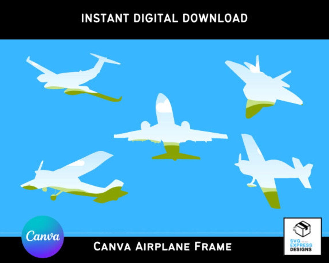 Canva Airplane Frame Template – Editable Photo Mockups (instant ...