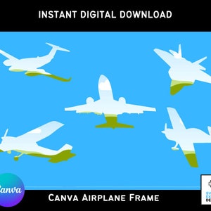 Canva Airplane Frame Template – Editable Photo Mockups (instant ...