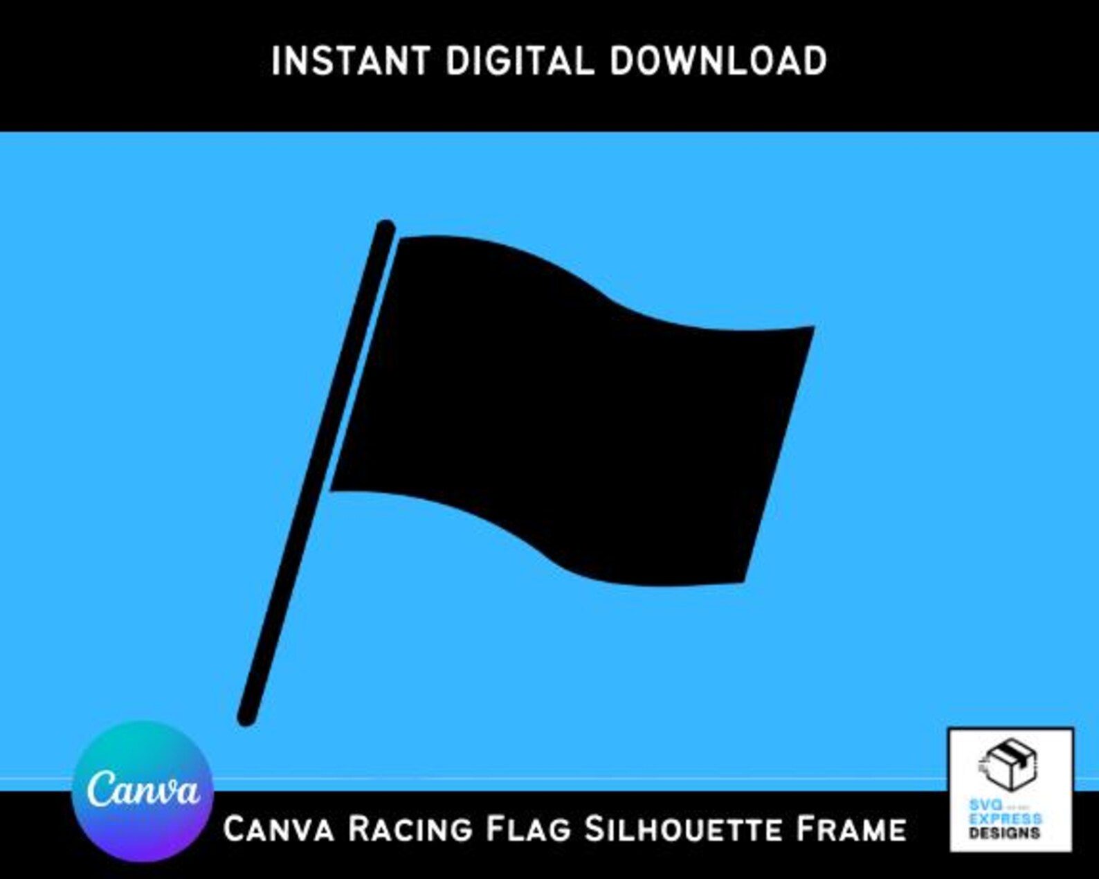 Canva Racing Flag Silhouette Frame Templates, Editable Outline Design ...