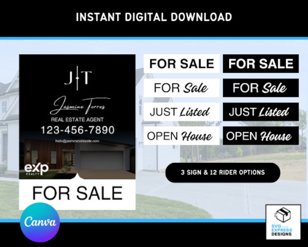 JT Real Estate Yard Sign Template | Realtor Open House | for Sale ...