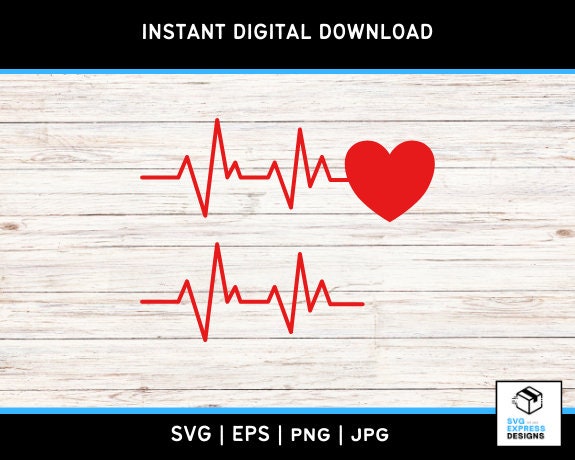 Heartbeat Line SVG, ECG EKG Cut Files, Healthcare Vector Graphics ...