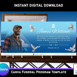 Truck Driver Funeral Casket Panel Canva Template | 31x14 in Editable Memorial Insert ...