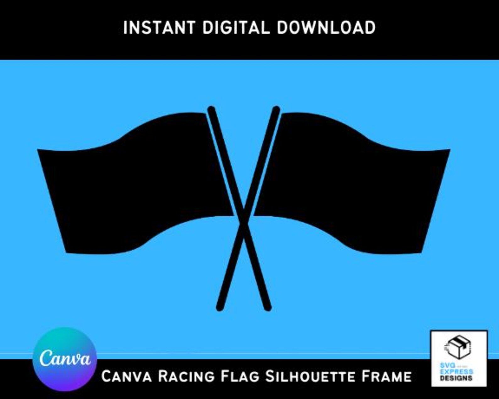 Canva Racing Flag Silhouette Frame Templates, Editable Outline Design ...