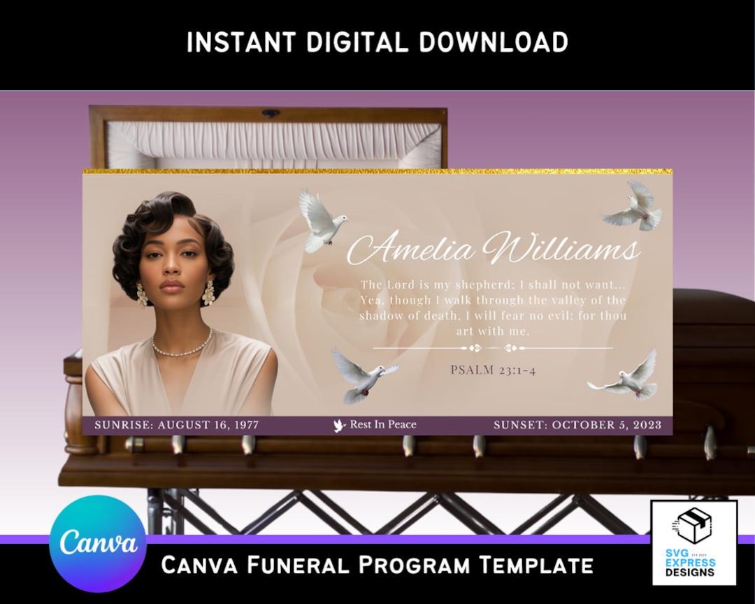 Dusty Rose Beige Funeral Casket Panel Canva Template | 31x14 in ...