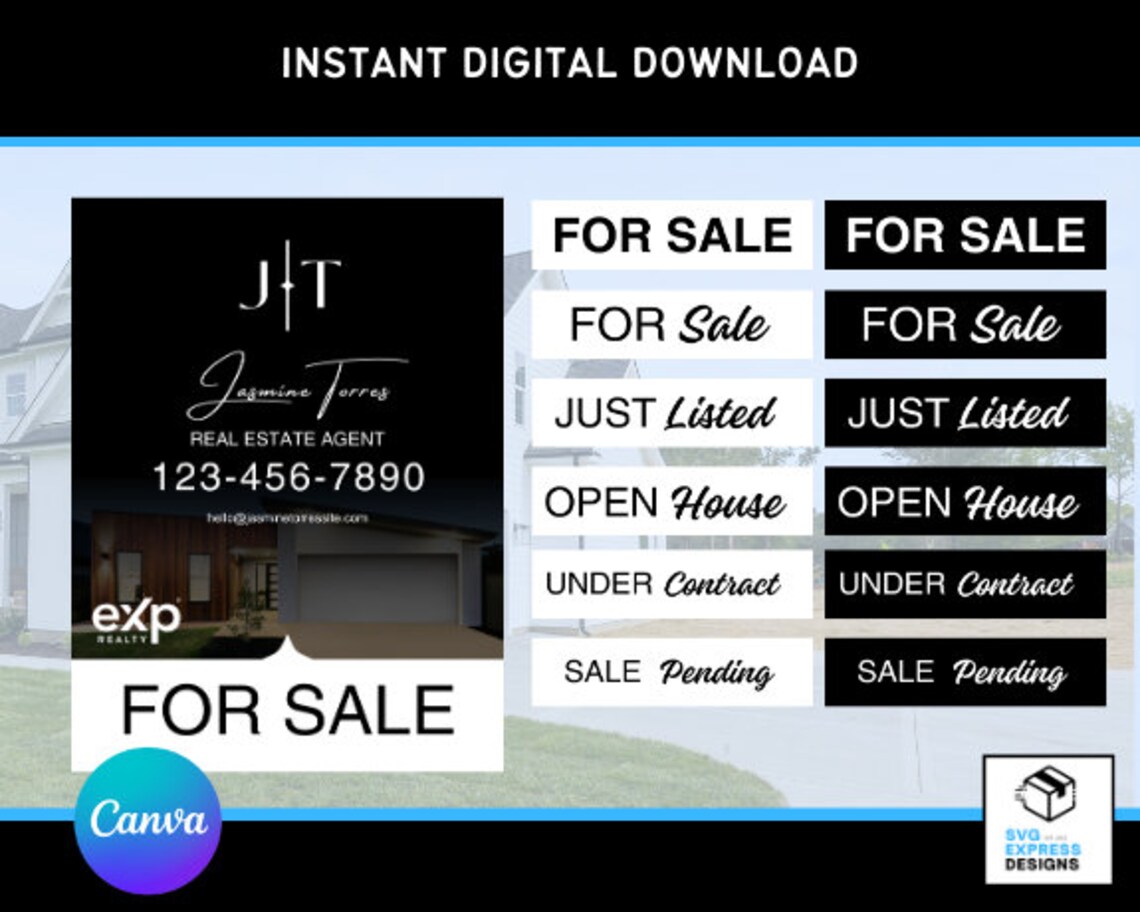 JT Real Estate Yard Sign Template Realtor Open House for Sale Property ...