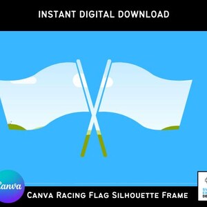 Canva Racing Flag Silhouette Frame Templates, Editable Outline Design ...